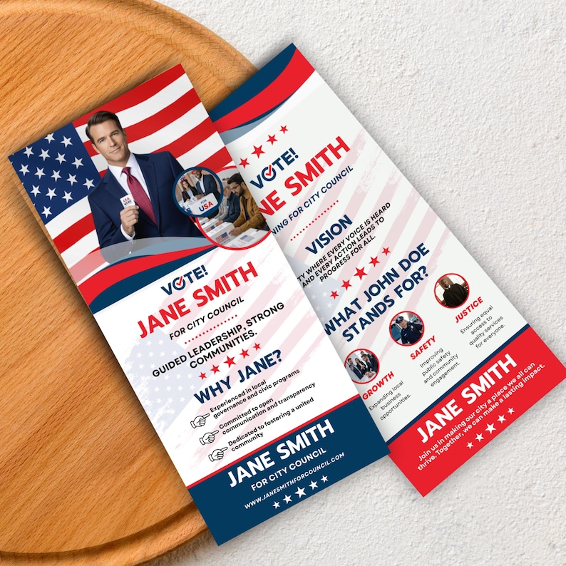 Political Campaign Rack Card Template, Election Candidate Flyer ...