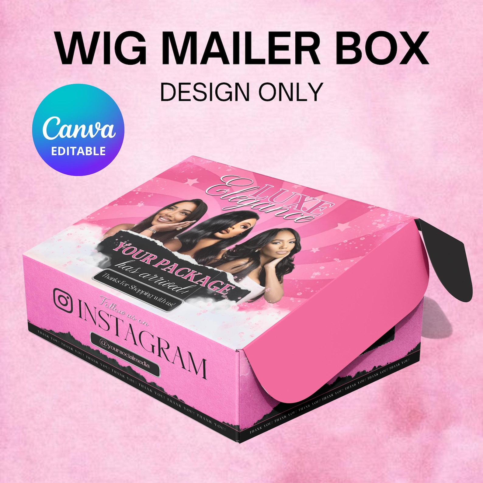 Wig Mailer Box Design, Premade Custom Box Design, Lace Front Box ...