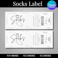 Printable Handmade Socks Wrap Labels, Cotton Socks Label Designs ...