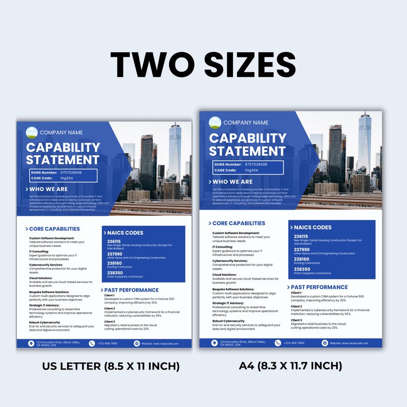 Capability Statement Template Canva, Corporate Flyer, Editable Business Capability Statement ...