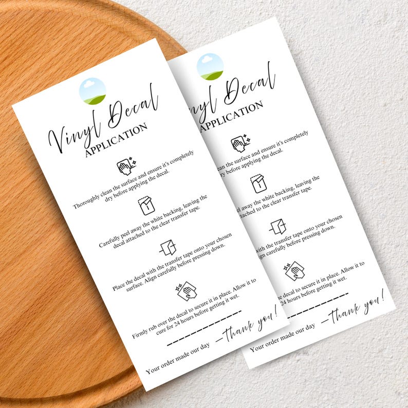 Editable Vinyl Decal Instructions Card Canva Template, Care Card Decal ...