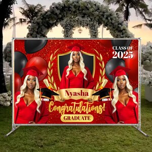 Graduation Backdrop Bundle, 4 Editable Graduate Backdrops, Canva Grad ...