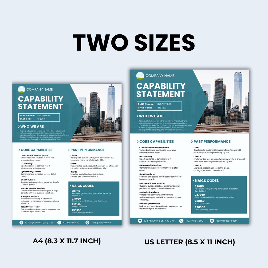 Business Capability Statement, Corporate Flyer, Editable Capability ...