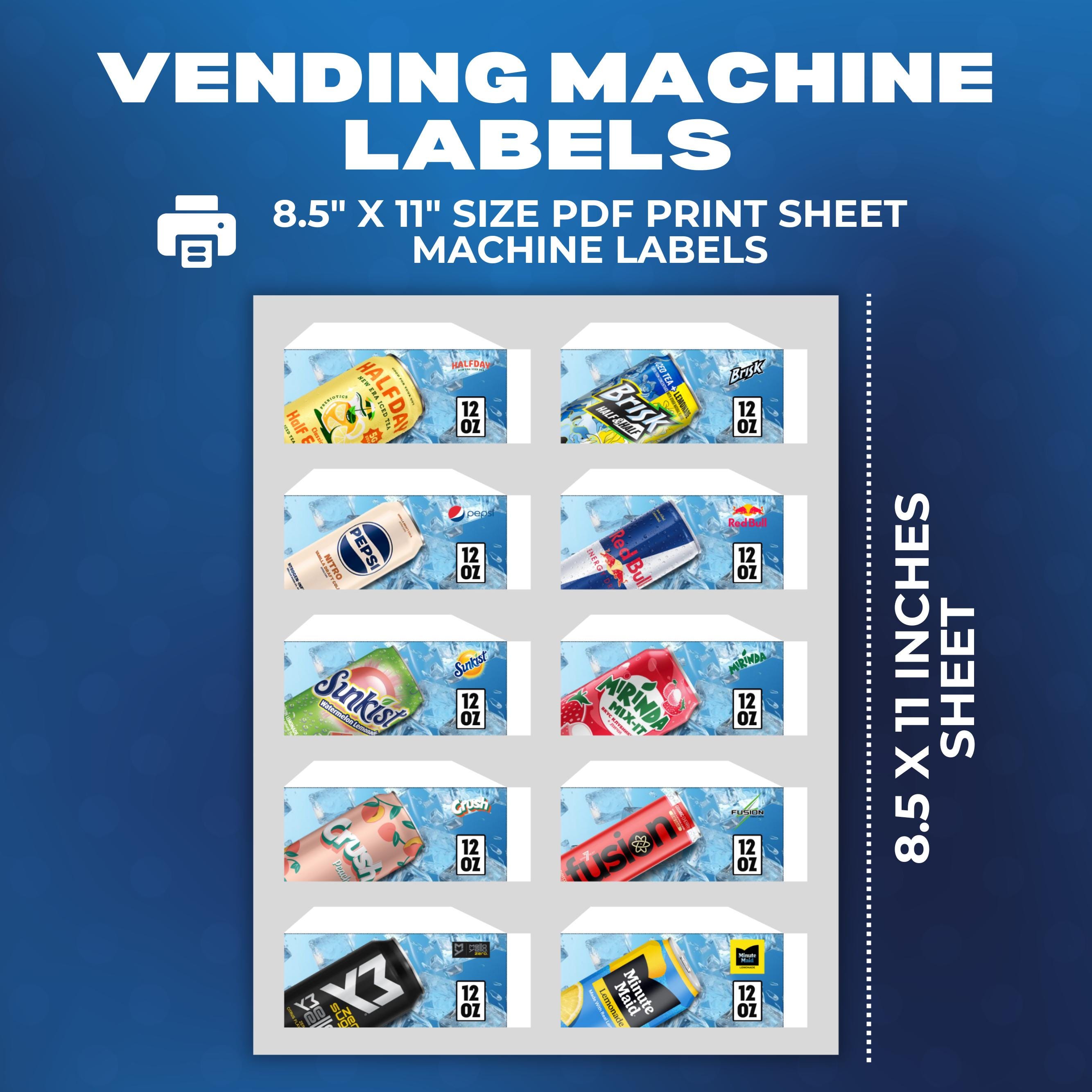 12oz Vending Machine Labels, High Quality Labels, Soda Pop Label, Soft ...