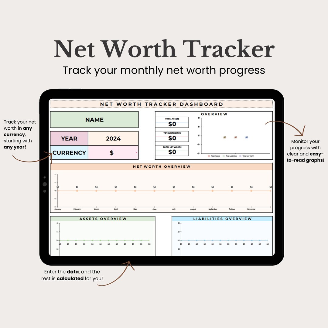Net Worth Tracker Google Sheets Template, Net Worth Calculator ...