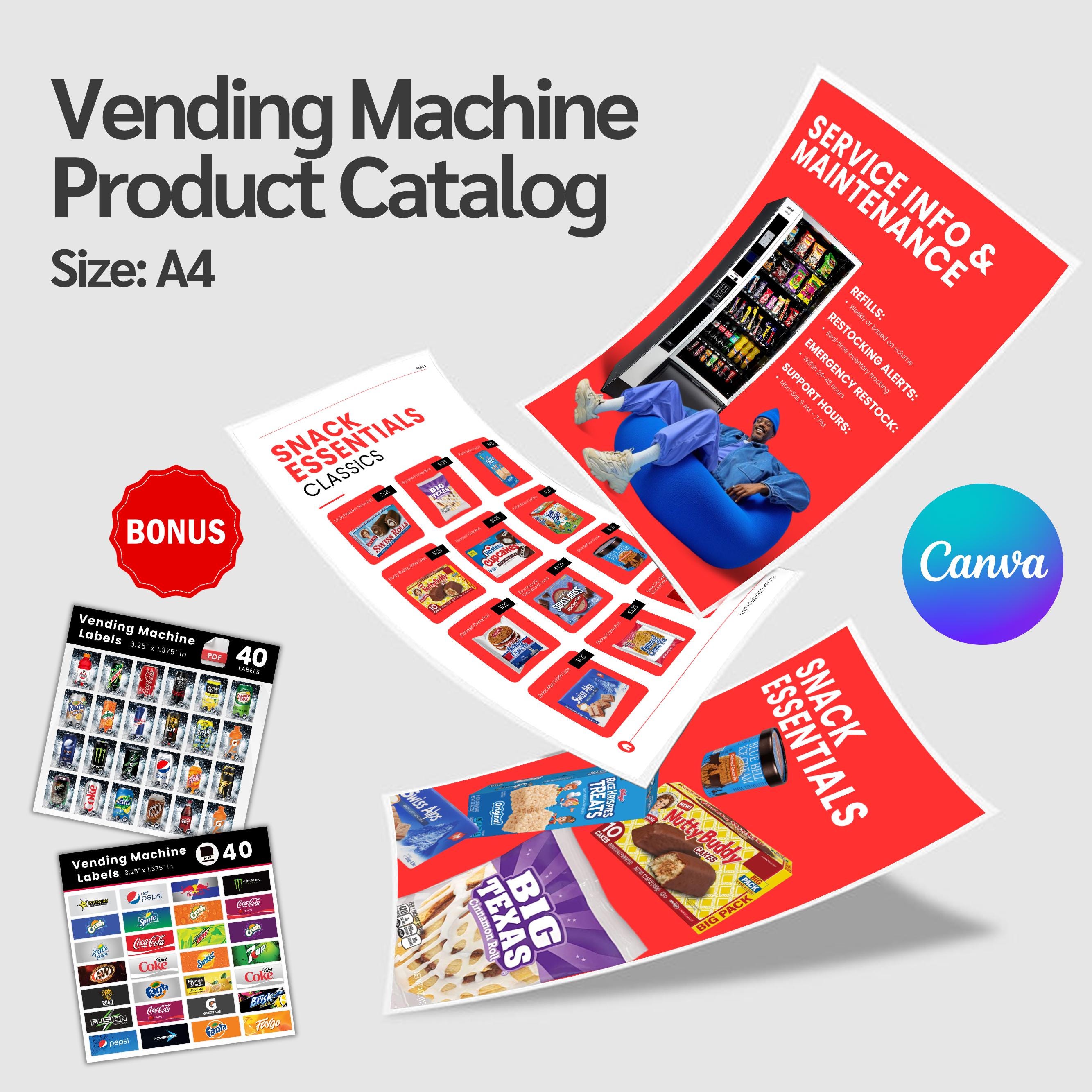 Editable Vending Machine Products Catalog, Vending Drinks Catalog ...