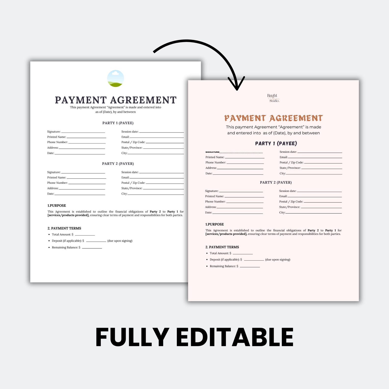Payment Agreement Contract Template, Agreement Template, Payment ...