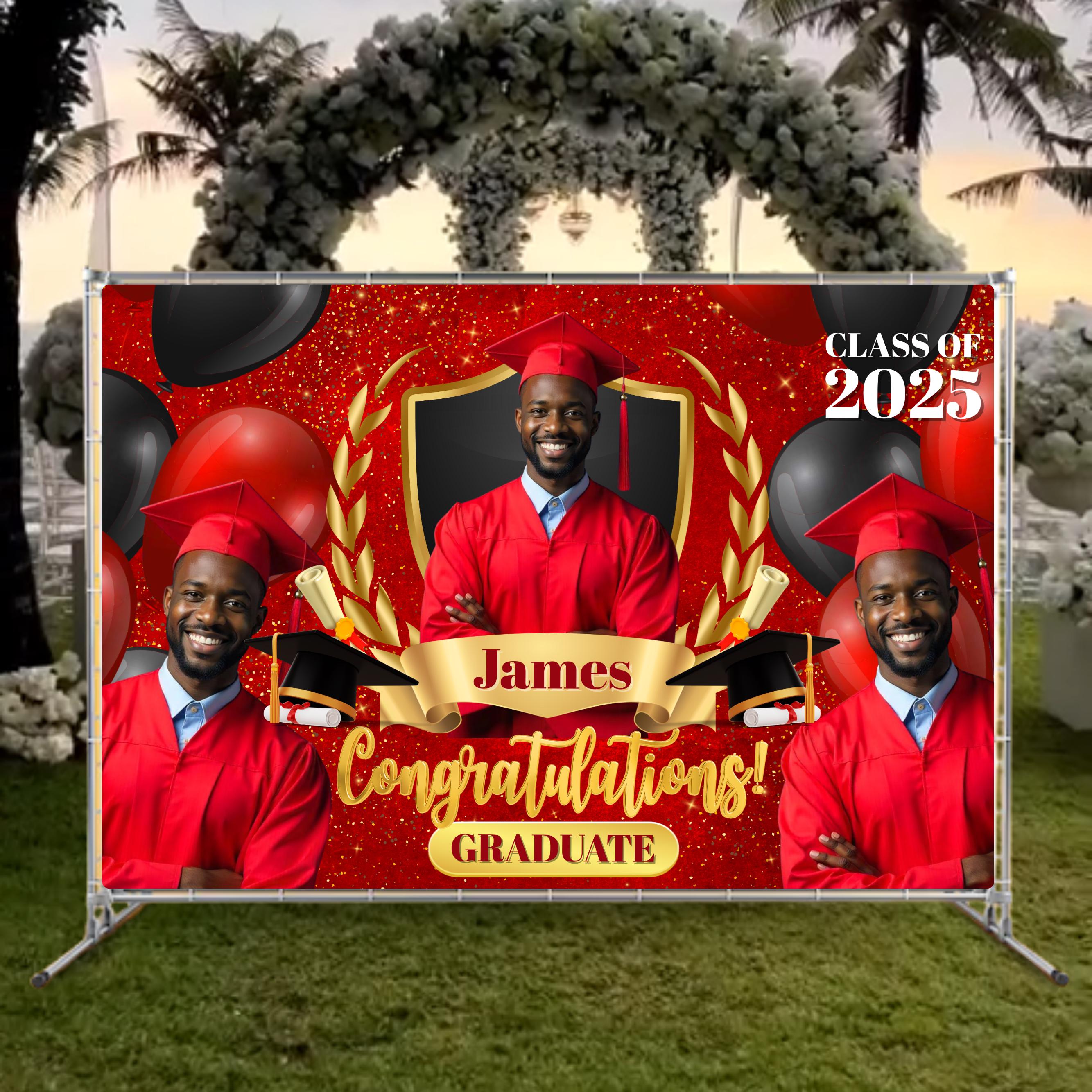 Graduation Backdrop Bundle, 4 Editable Graduate Backdrops, Canva Grad ...