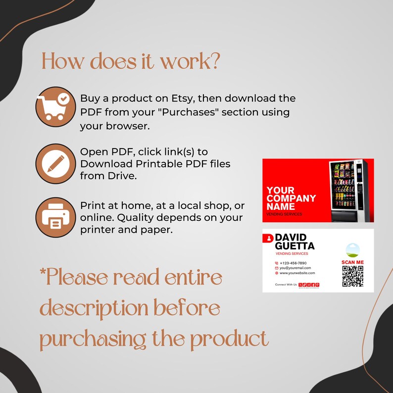 Editable Vending Machine Business Card, Vending Services Card Template ...