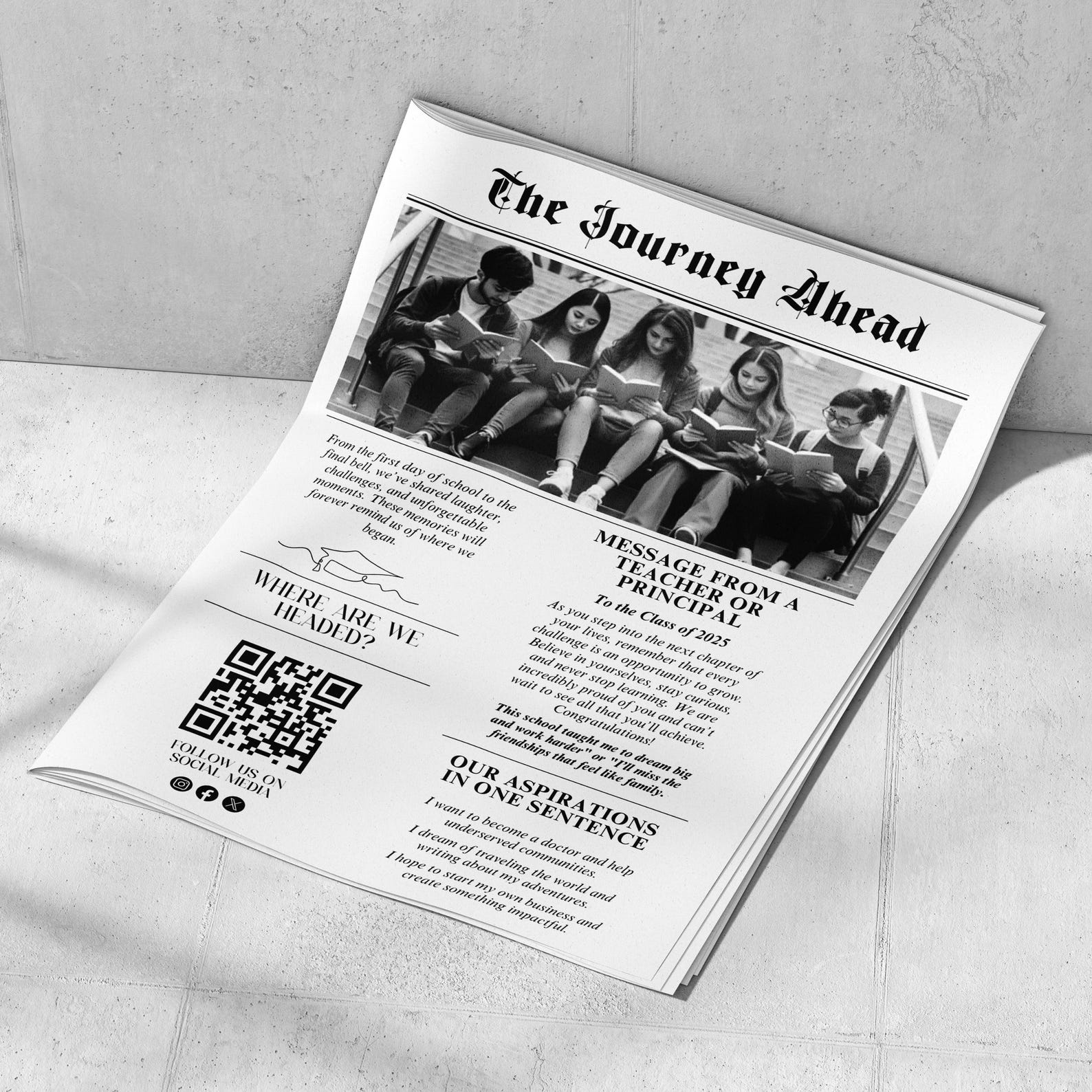 Graduation Newspaper Template, Photo 2025 Grad Newspaper Template,large ...