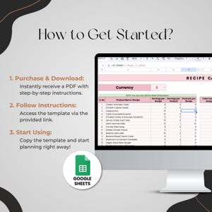 Recipe Cost Calculator Google Sheets, Recipe Calculator Template, Small ...
