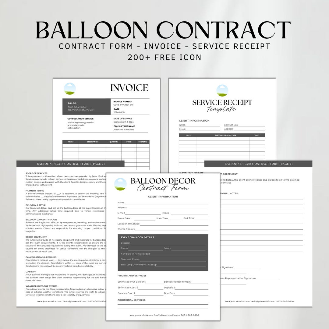 Editable Balloon Decor Contract Template, Balloon Decoration Service ...