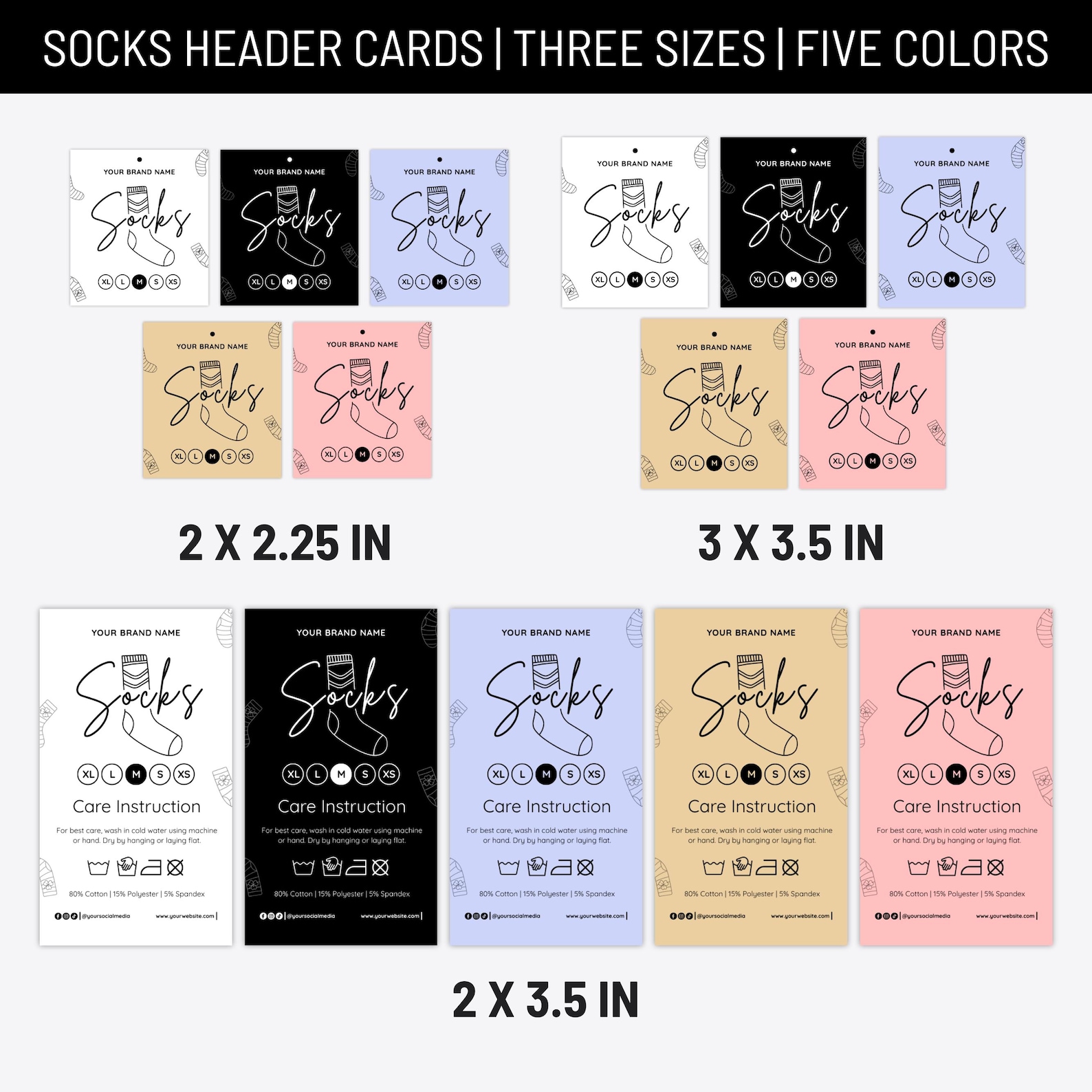 Socks Labels Bundle, Editable Socks Business Templates, Socks Labels ...
