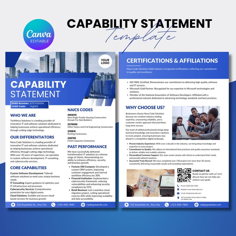 Business Capability Statement, Corporate Flyer, Editable Capability ...