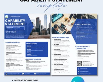 Capability Statement Template Canva, Corporate Flyer, Editable Business Capability Statement ...