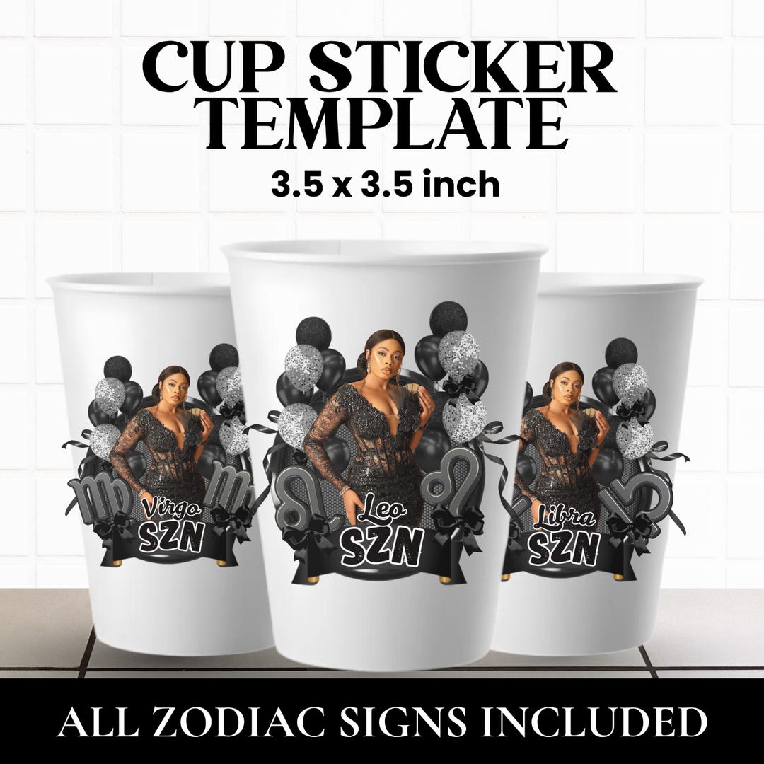 Styrofoam Cup Sticker, Editable Party Cup Template Customizable ...