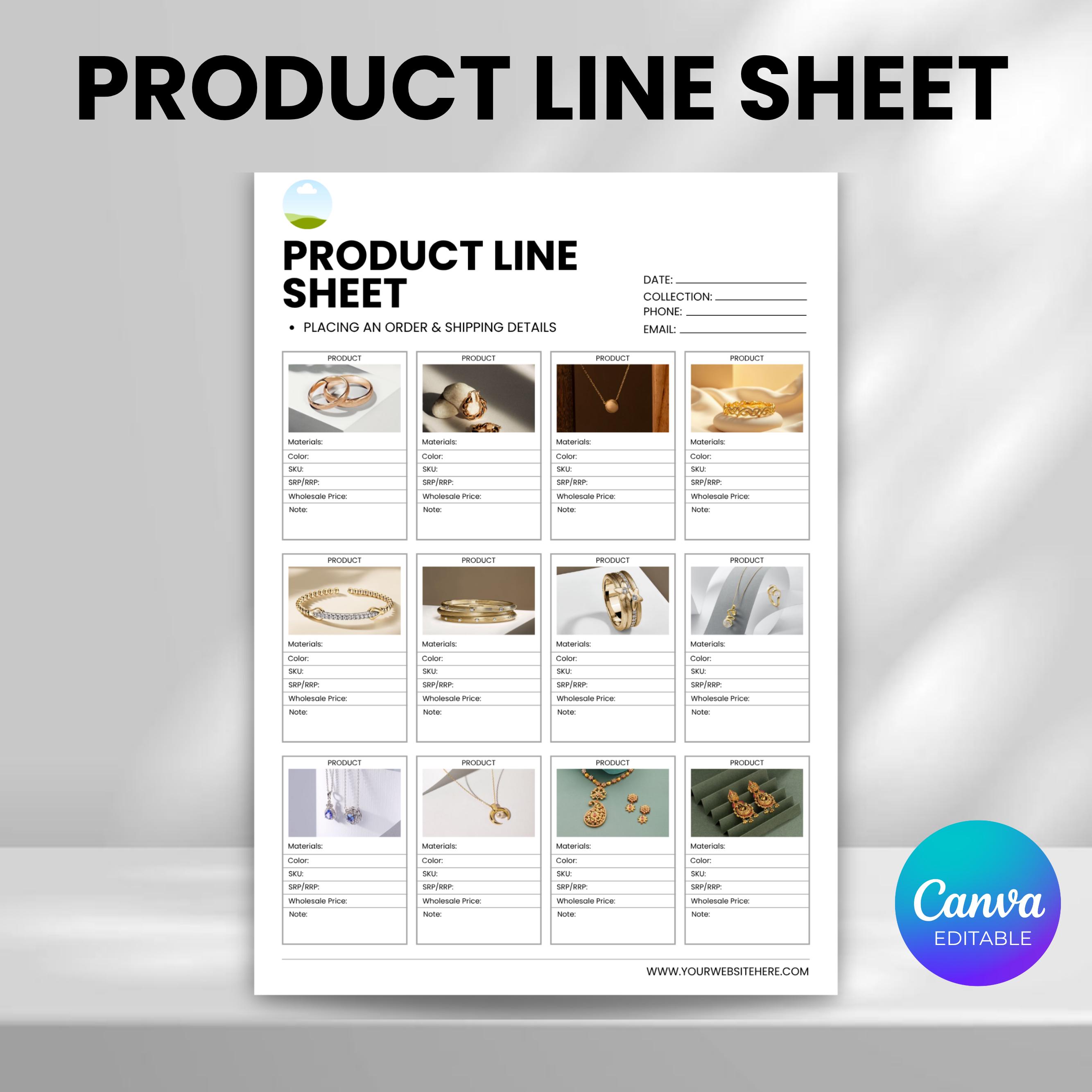 Editable Product Line Sheet Canva Template, Wholesale Line Sheet, Price ...