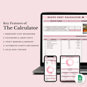 Recipe Cost Calculator Google Sheets, Recipe Calculator Template, Small ...