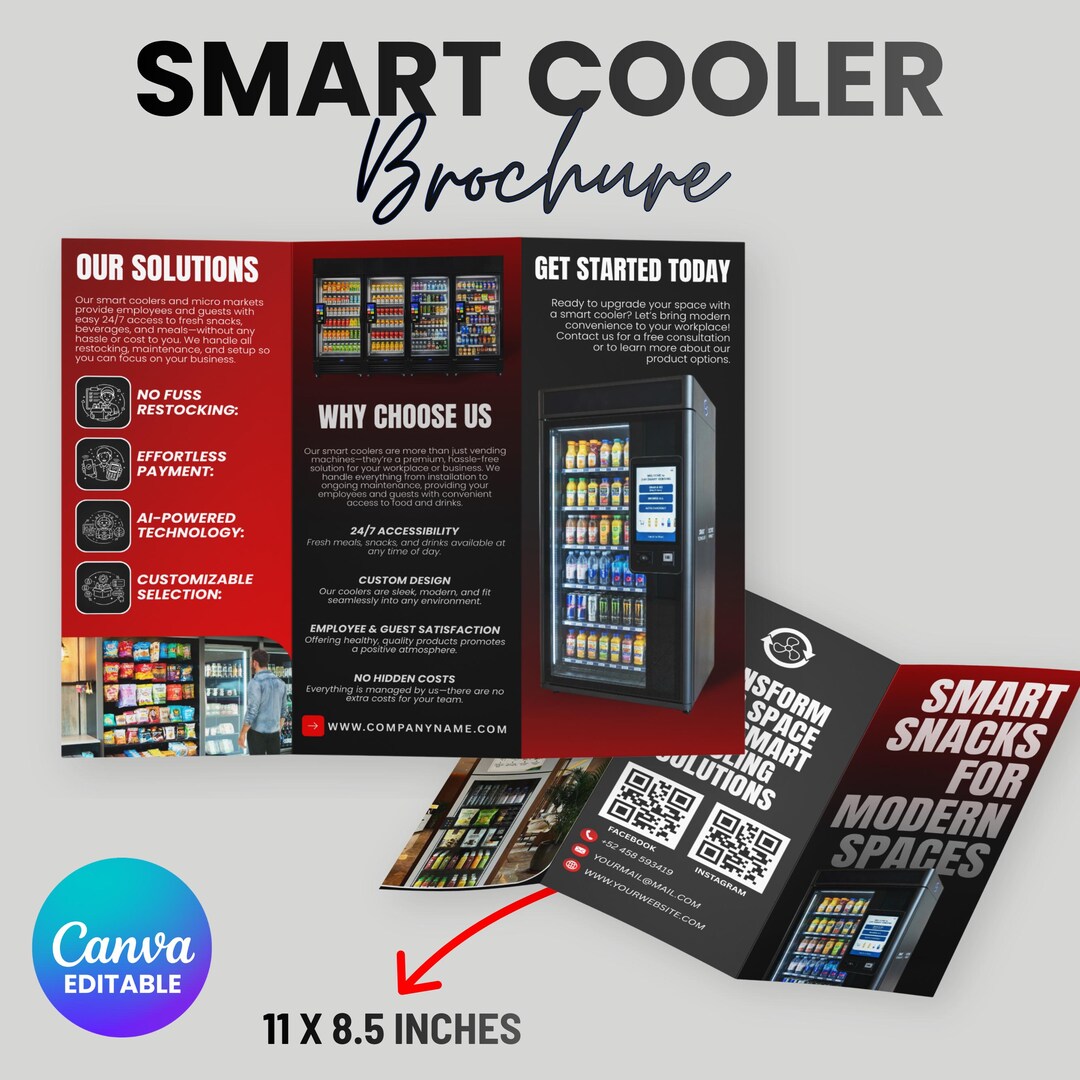 Smart Cooler Brochure for Vending Business, Editable Vending Machine ...