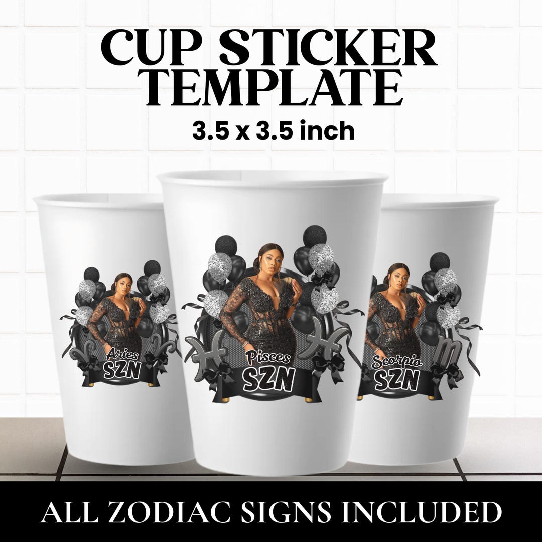 Styrofoam Cup Sticker, Editable Party Cup Template Customizable ...