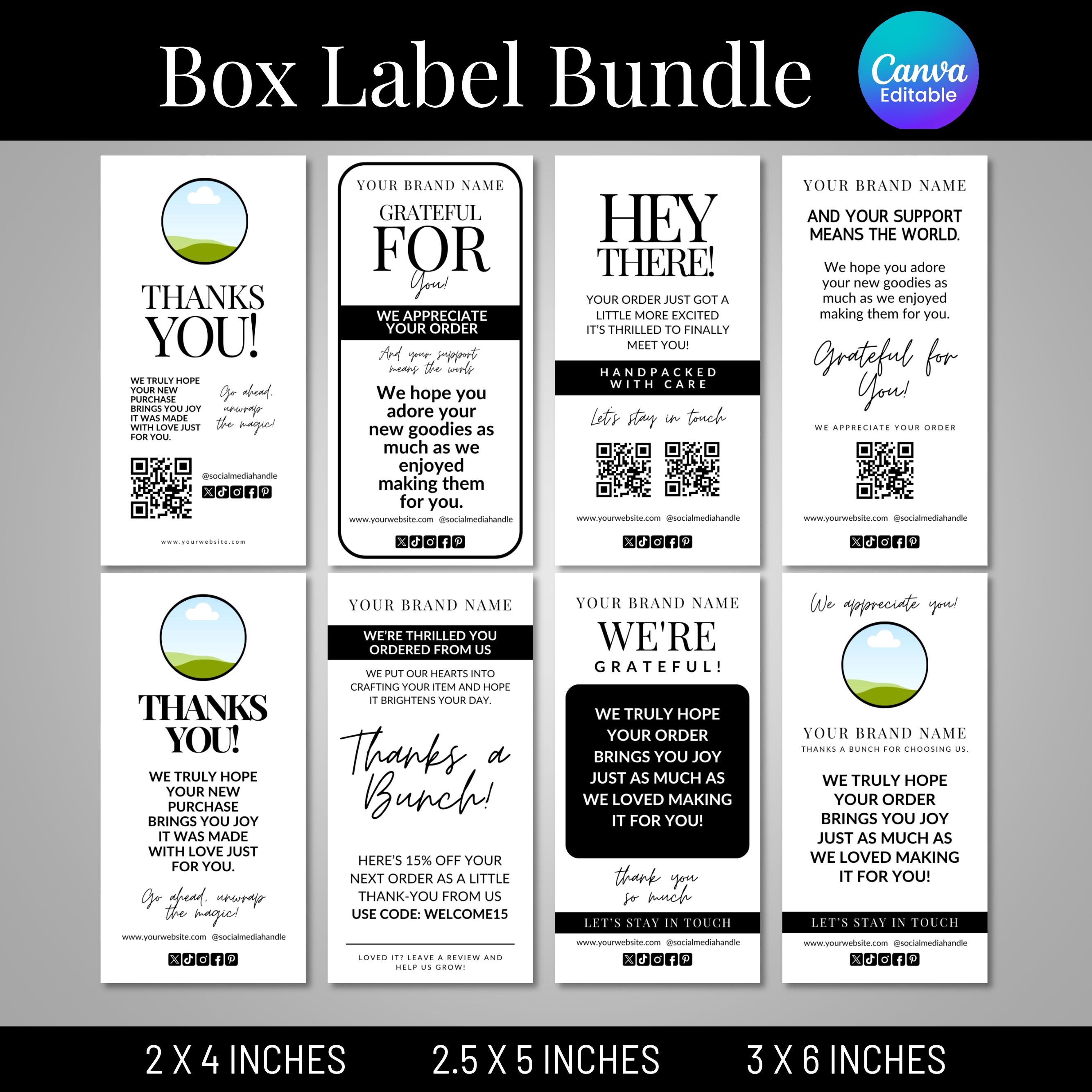 Editable Box Label Bundle, Modern Box Stickers for Small Business ...