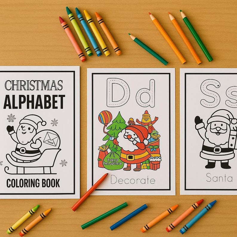 Christmas Alphabet Coloring Pages - Etsy