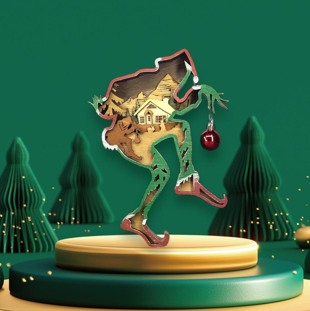 3D Layered Grinch Shelf Sitter - Etsy