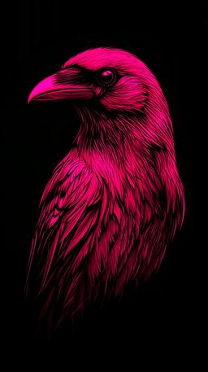 Neon Crow 9:16 Phone Wallpaper - Etsy
