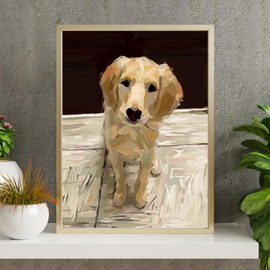 Golden Retriever Lab Puppy Doggo Digital Artwork | Dog Pet Lover Wall ...