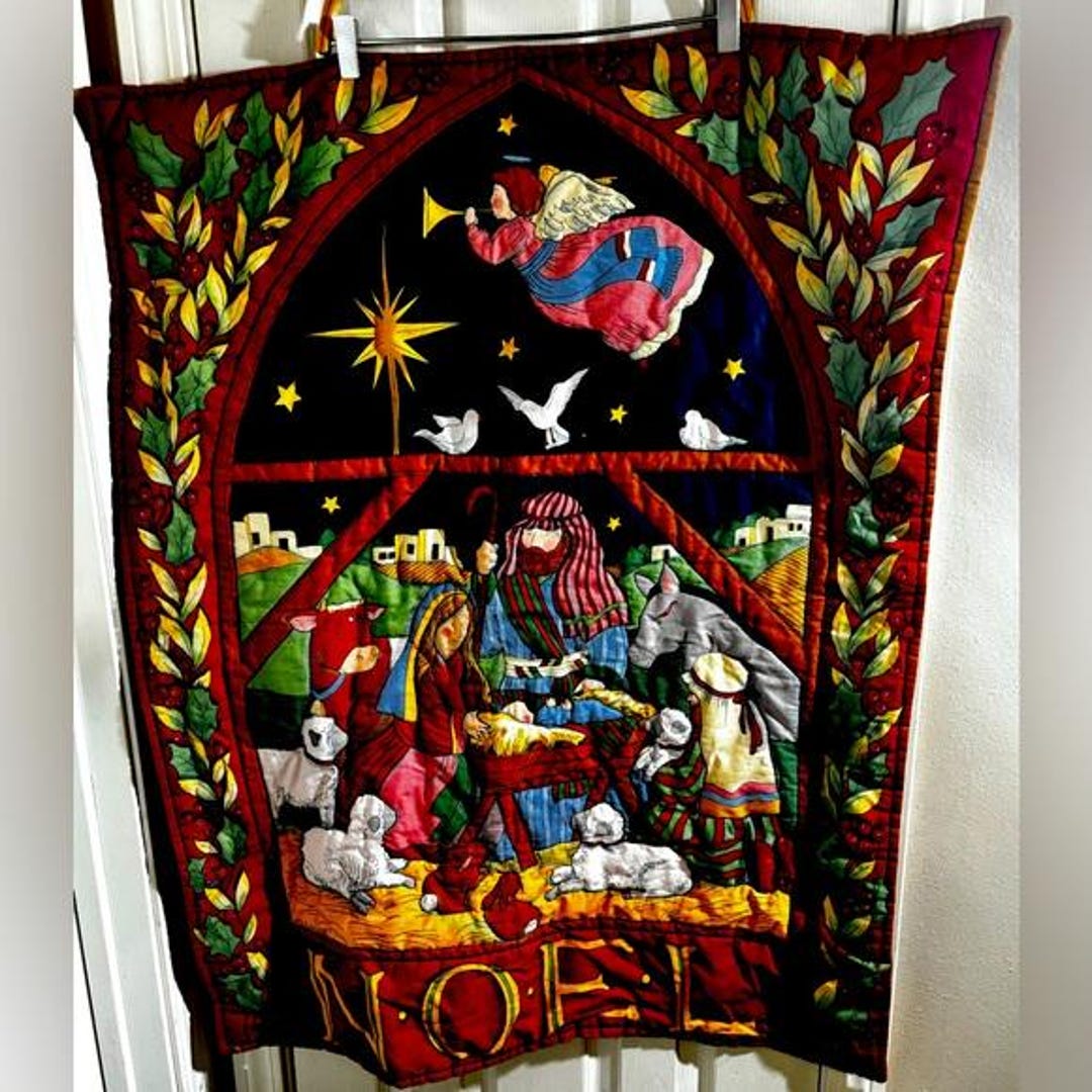 Susan Winget Christmas Nativity Banner Festive Holiday Wall Hanging - Etsy
