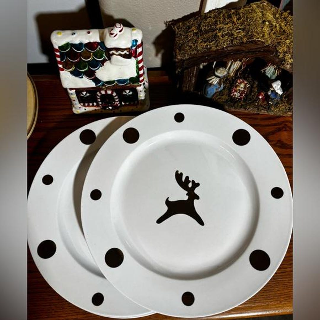 Century Fine China Reign Deer Plates Set of 4 Elegant Christmas ...