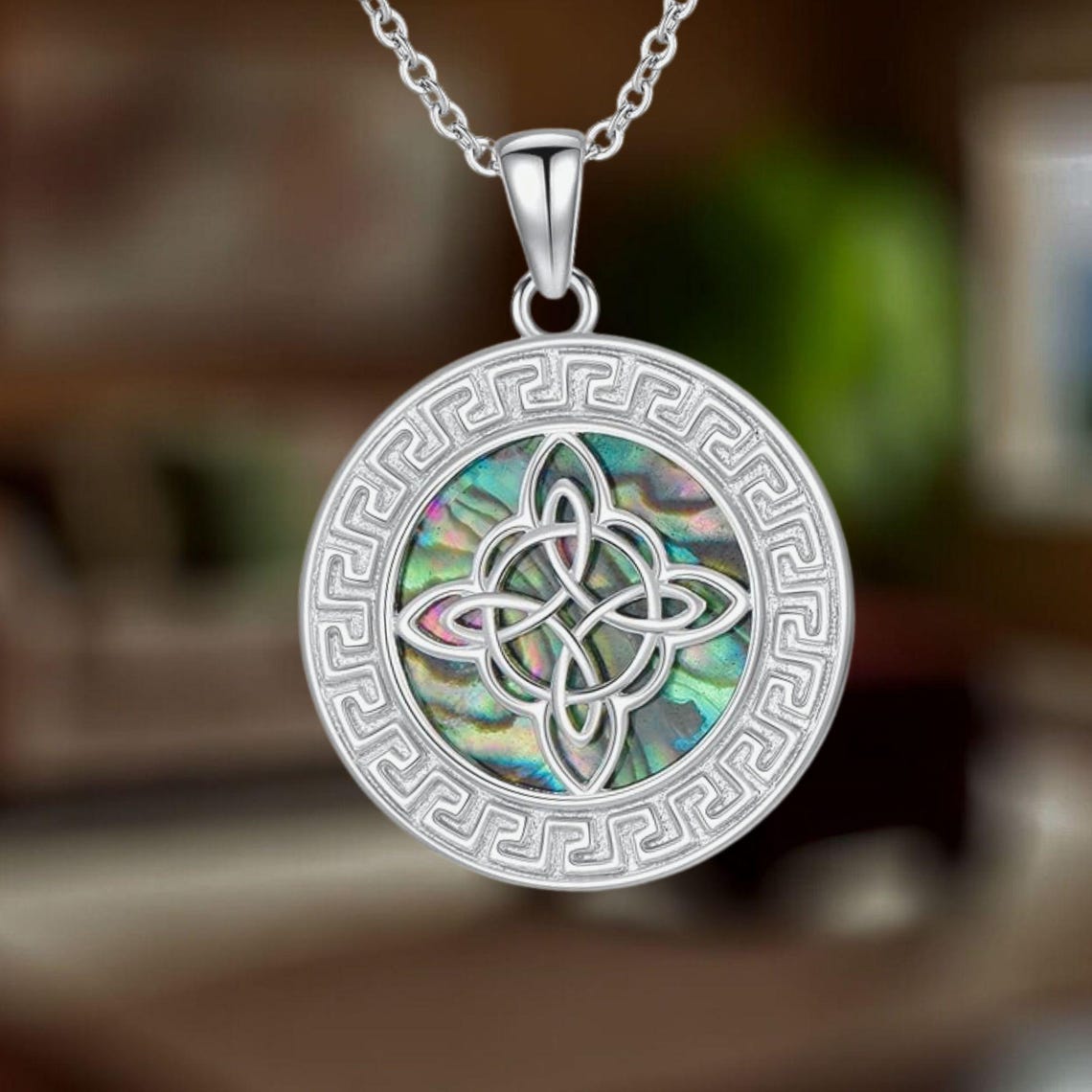Witches Knot Necklace Sterling Silver Witch Knot Pendant Abalone Shell ...