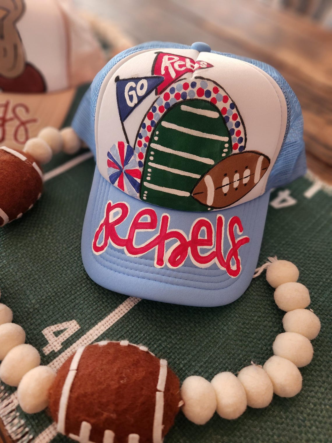 Handpainted Trucker Hats - Football - Etsy