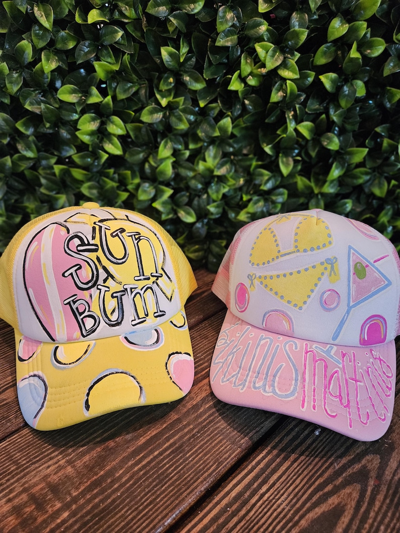 Handpainted Trucker Hats - Summer Vibes - Etsy