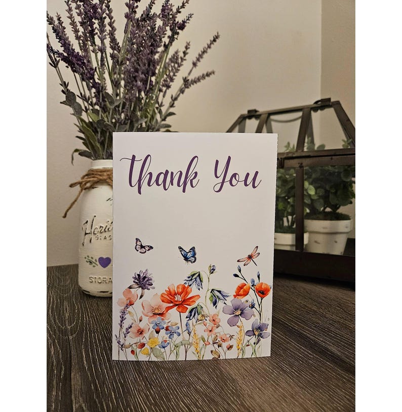 Tarjeta de agradecimiento imprimible. Tarjeta de felicitación con diseño floral y descarga ...