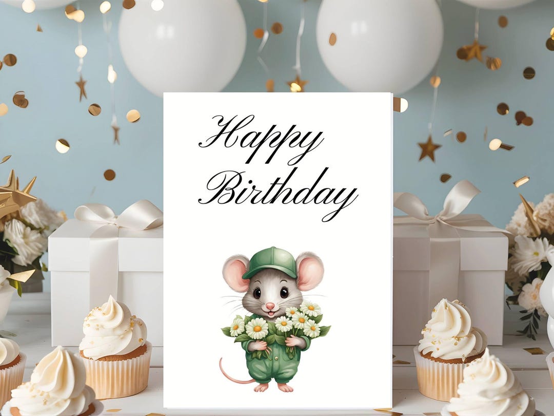 A Cute Printable Animal Birthday Card. A Digital Downloadable Greeting ...