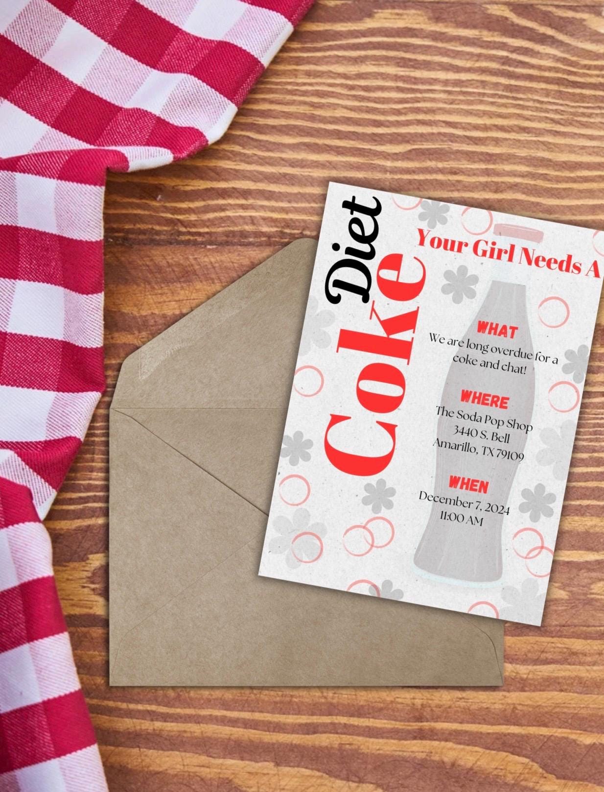 Diet Coke Themed Invite - INSTANT DOWNLOAD - Etsy