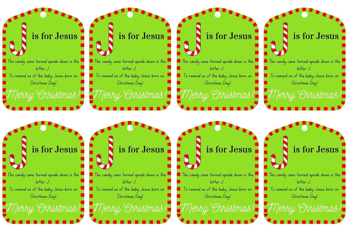 Candy Cane Gift Tag - J Stands for Jesus - Etsy