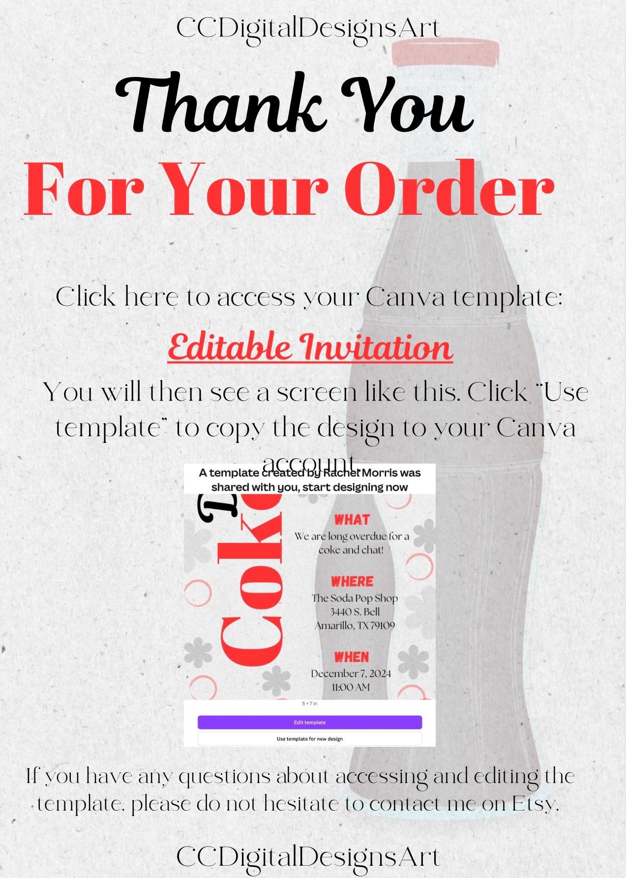 Diet Coke Themed Invite - INSTANT DOWNLOAD - Etsy