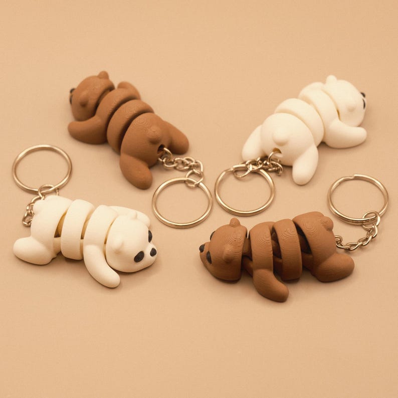 Bear Fidget 3D Printed Keyring Fidget Bag Charm Flexi Keychain Stress ...