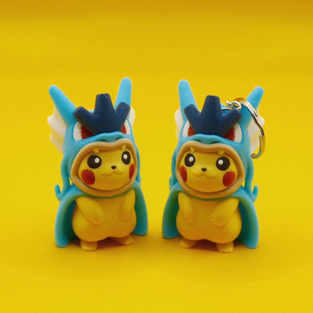 Pikachu in Gyarados Costume 3D Printed Figurine & Keyring | Pokemon ...