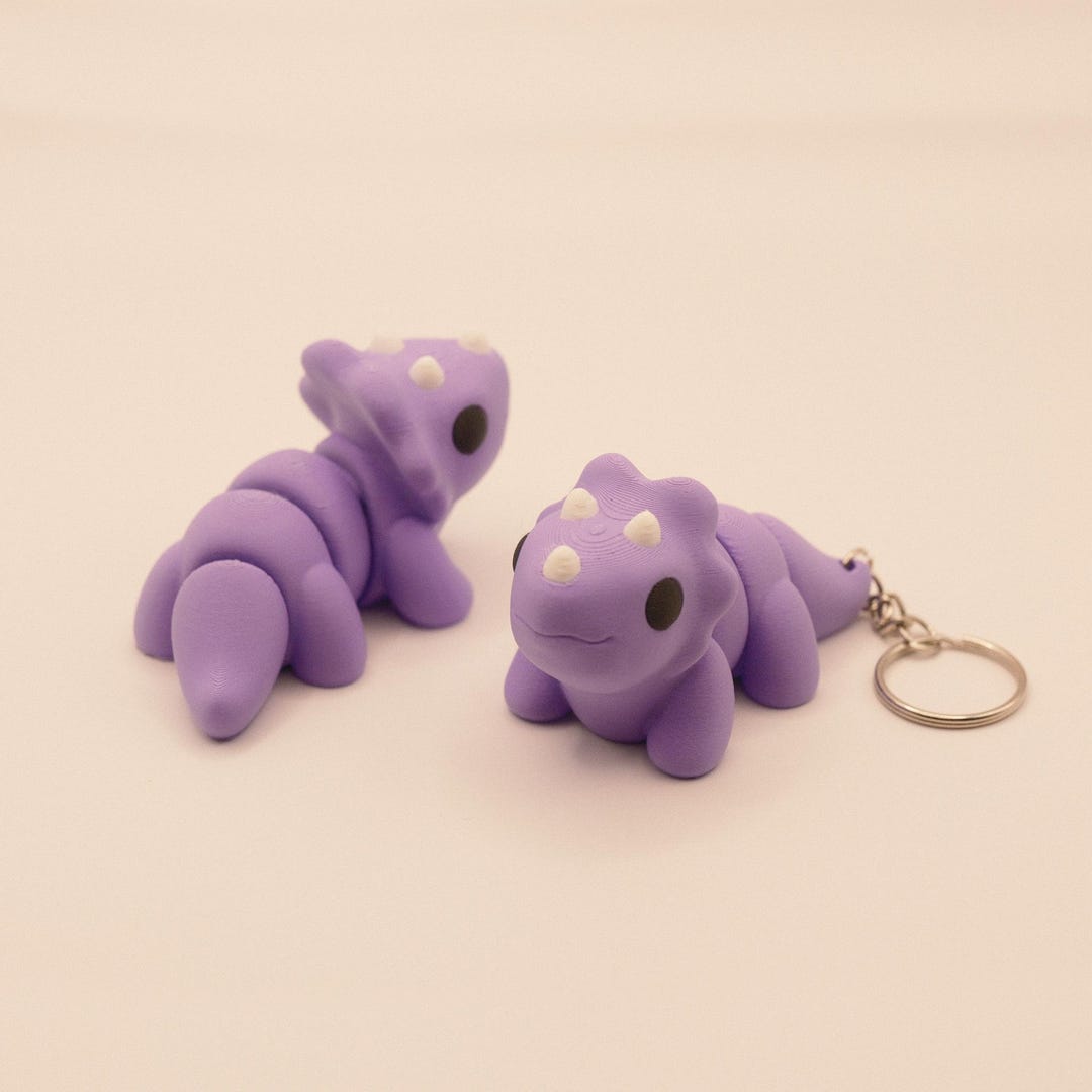 Triceratops Dinosaur Fidget Toys 3D Printed Keyring Fidget Bag Charm ...