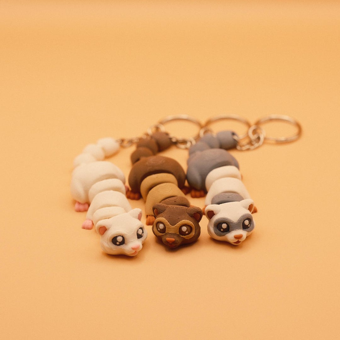 Ferret Fidget Keyrings 3D Printed Fidget Bag Charm Fidget Keychain ...