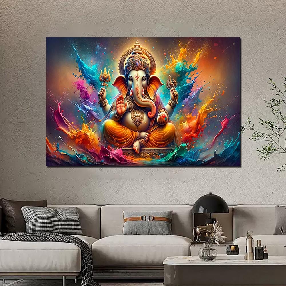 Lord Ganesha Glass Wallart, Ganesh Crystal Porcelain Wall Decor, Hindu ...