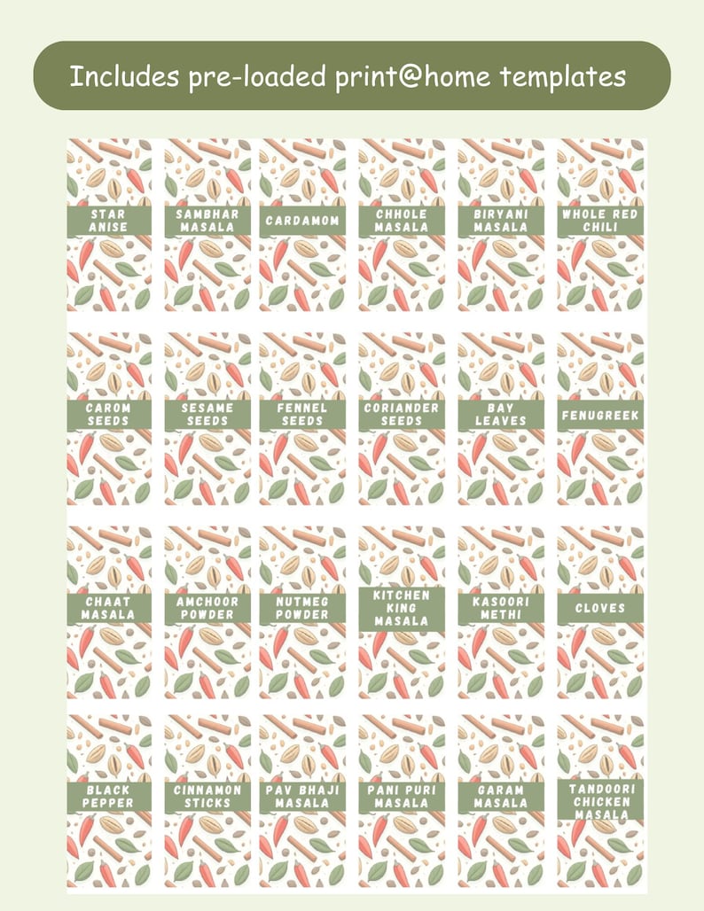 Indian Spice Labels - Etsy
