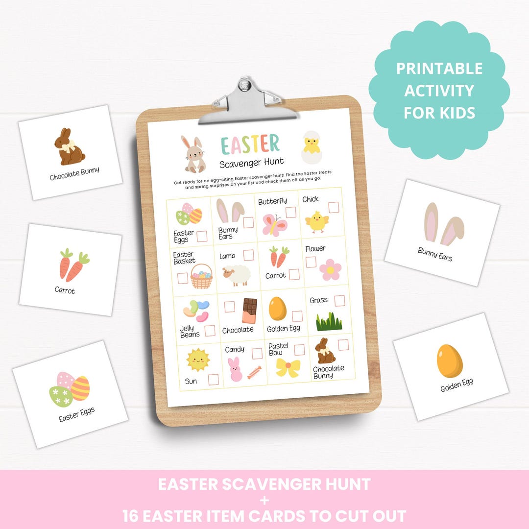 Easter Scavenger Hunt Game for Kids | Printable Easter Activity ...
