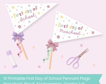First Day of School Printable Pennant Flags, Photo Prop (digital ...
