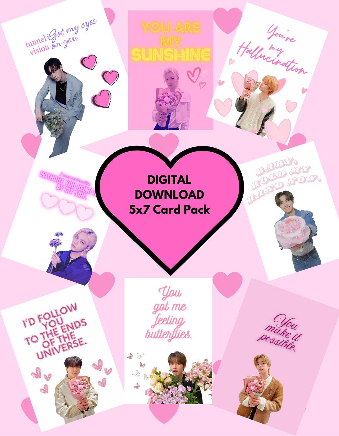 Stray Kids Valentines Day Cards Pack SKZOO Valentines DIGITAL DOWNLOAD ...