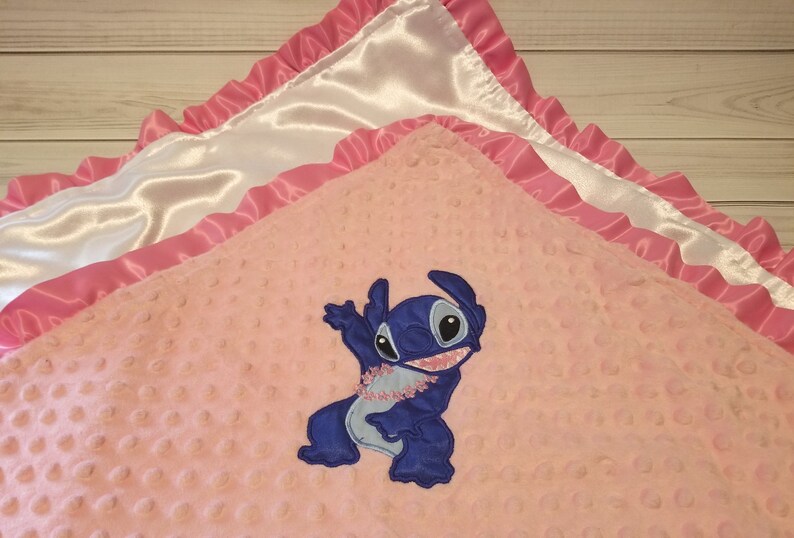 Girls Lilo Stitch Blue Alien Hawaiian Lei Pink Dot Minky With - Etsy