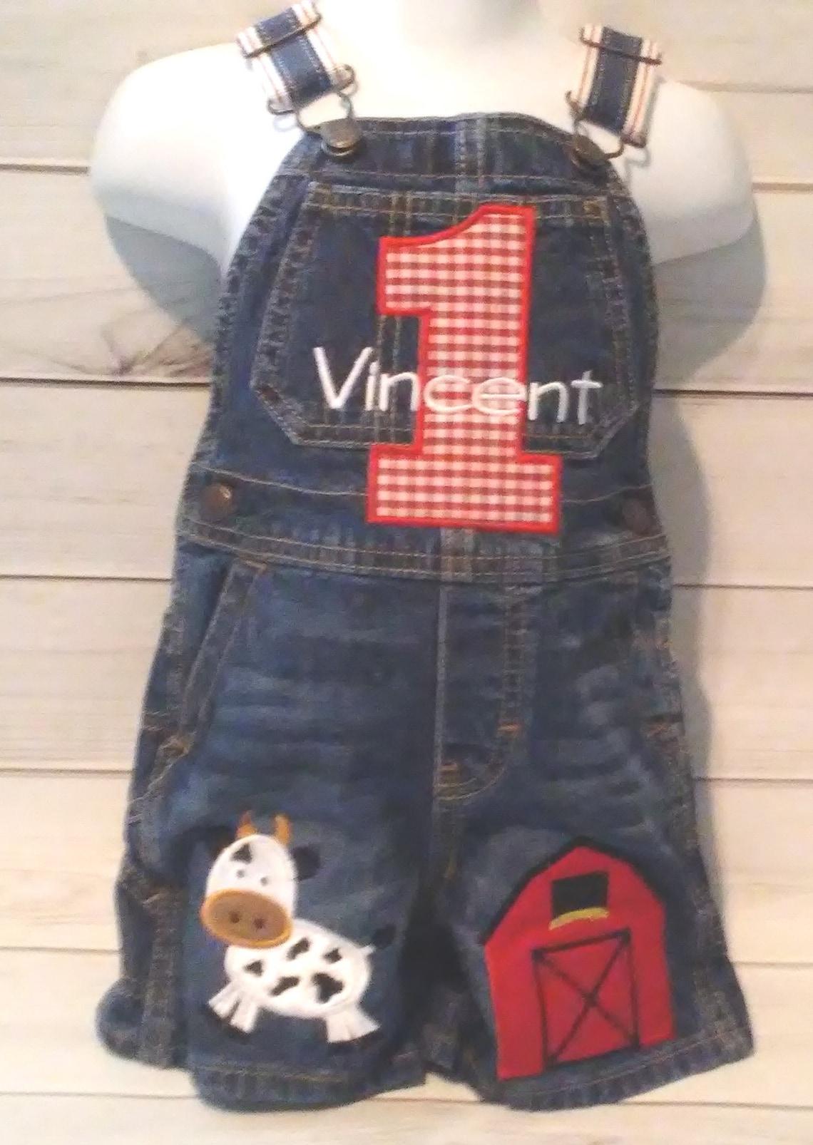 Denim Jean Farm Barn Cow Western Gingham Birthday LONG OR - Etsy